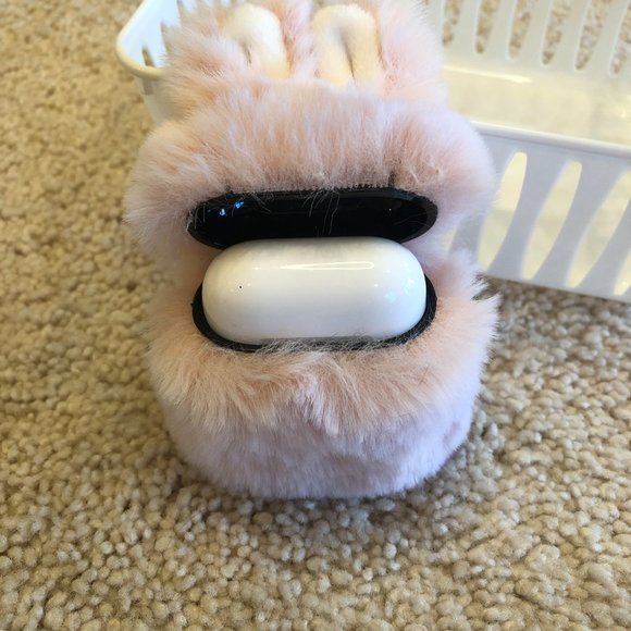 CreativityCafeCo | Headphones | Nwot Cute Plush Pinkgray Fuzzy Bunny ...